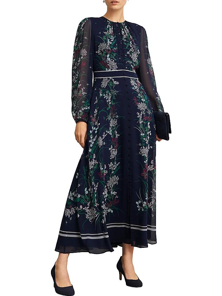 HOBBS LONDON Petite Sia Printed Silk Dress